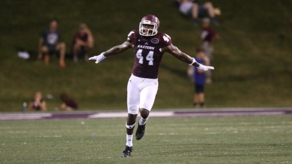 Aaron Patrick from EKU is a force off the edge, and he can kick too